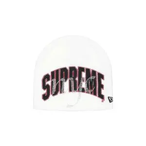 Supreme New Era Rhinestone Beanie - White