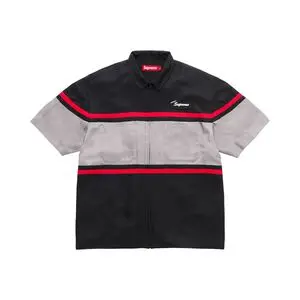 Supreme Silk Zip Up Short-sleeve Shirt - Black