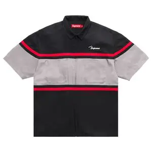 Supreme Silk Zip Up Short-sleeve Shirt - Black