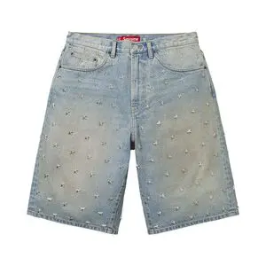 Supreme Stars Studded Baggy Denim Short 'washed Indigo
