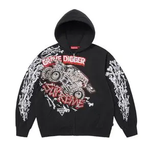 Supreme Monster Jam Grave Digger Bones Zip Up Hooded Sweatshirt