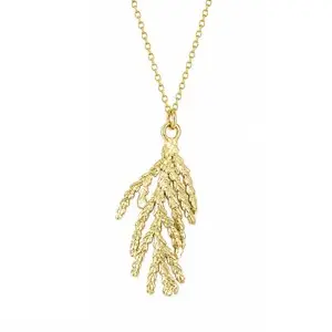 MOTHER NATURE JEWELRY Juniper Branch Pendant, Handmade Necklace Minimalist Jewelry - Gold