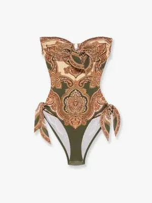 Zimmermann Mahon Paisley Print Bandeau One-piece Swimsuit - Multicolor
