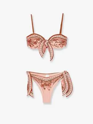 Zimmermann Aster Shiny Nylon Bikini With Paisley Print - Multicolor