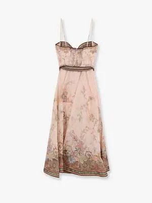 Zimmermann Alchemy Silk And Linen Blend Midi Dress - Multicolor