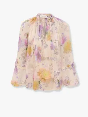 Zimmermann ZIMMERMANN Luna Viscose Shirt With Floral Print Cream