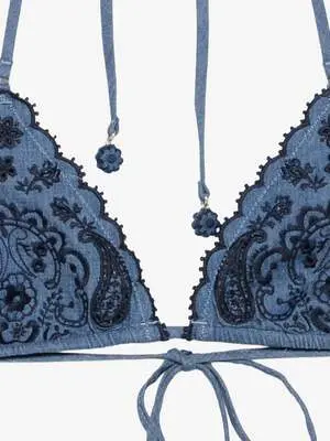 Zimmermann Aster Denim Bikini With All-over Embroidery
