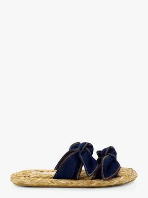Zimmermann Raffia And Denim Sandals With Bow Detail - Blue