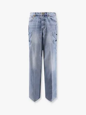 Zimmermann Alchemy Applique Relaxed Flare Blue Denim Jeans - Multicolor