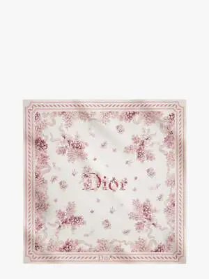 Dior Lilac Bouquet Print Silk Foulard - Multicolor