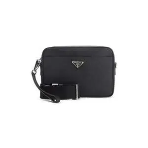 Prada Saffiano Leather Bandoliera Shoulder Bag - Black