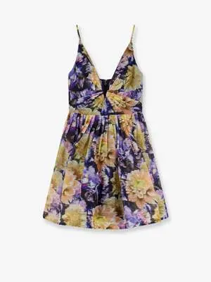 Zimmermann Luna Silk And Linen Blend Dress With All-over Floral Print - Blue