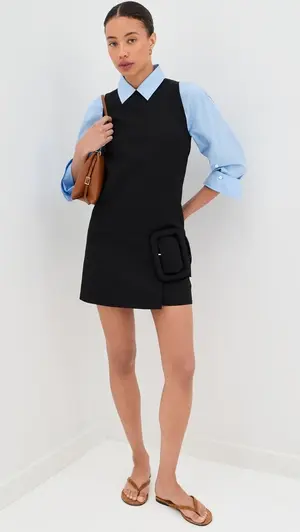 AMI Paris Big Buckle Belt Mini Dress