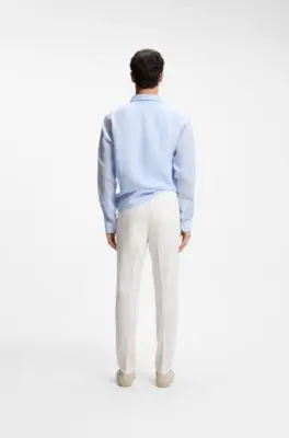 BOSS Modern-fit Trousers In A Linen Blend