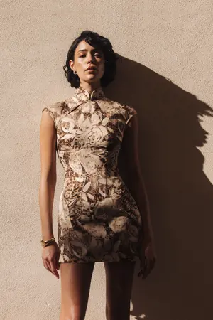 SAU LEE Raven Mini Dress - Brown Multi