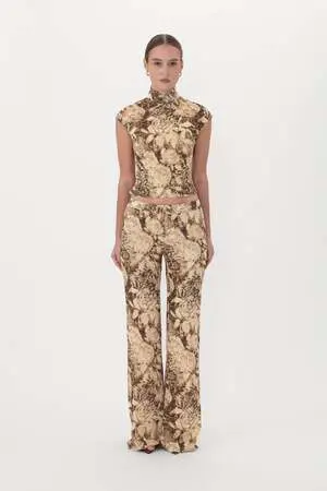 SAU LEE Astrid Chiffon Pant - Brown Multi