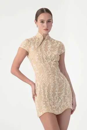 SAU LEE Lori Beaded Mini Dress