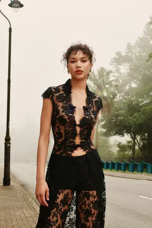 SAU LEE Saphina Lace Top