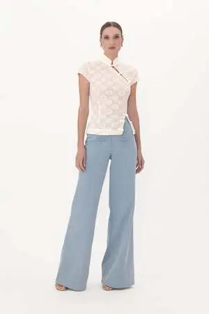 SAU LEE Iris Crochet Top