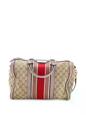 Gucci Vintage Web Boston Bag Gg Canvas Medium Satchel