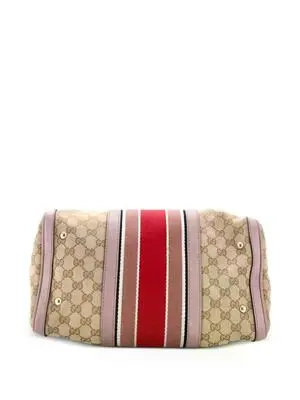 Gucci Vintage Web Boston Bag Gg Canvas Medium Satchel