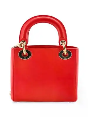 Dior Lady Chain Bag Limited Edition Embroidered Leather Mini Tote - Red