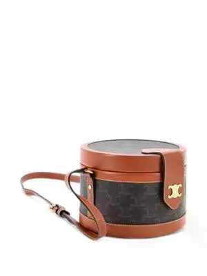 Celine Tambour Triomphe Coated Canvas Medium Crossbody Bag - Brown