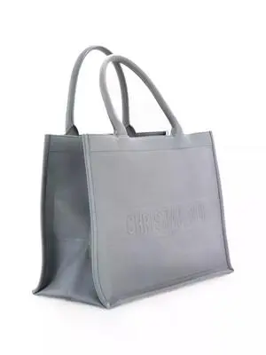 Dior Book Oblique Embossed Calfskin Medium Tote Bag - Grey