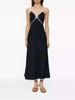 Moschino Spaghetti Strap V-neck Dress With Bow Detail