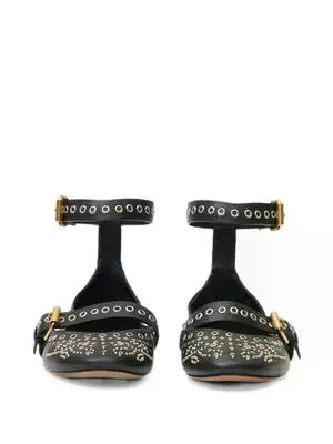 Isabel Marant Étoile Embellished Leather Ballerinas - Black