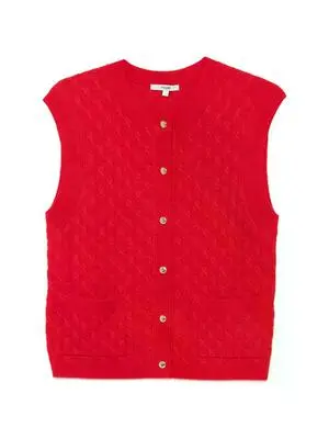 Maje Cable Knit Sleeveless Cardigan