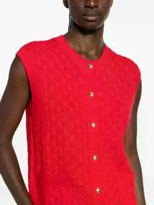 Maje Cable Knit Sleeveless Cardigan