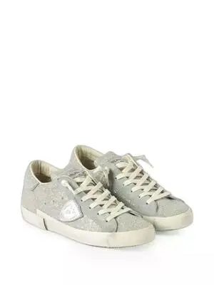 Philippe Model Glitter-effect Panelled Sneakers