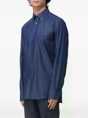 Etro Button-down Pegasus-embroidered Cotton Shirt