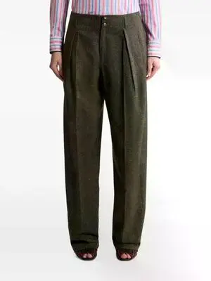 Etro Wool-blend Jacquard Trousers With Pegaso Buttons