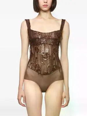 ATU BODY COUTURE Sequin Embellished Corset Bodysuit