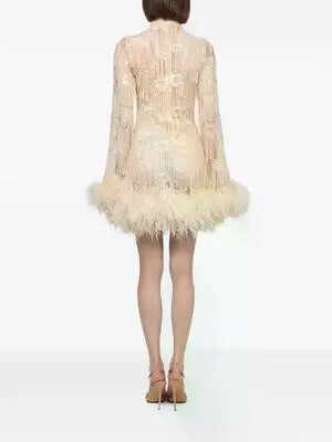 ATU BODY COUTURE Sequin Embellished Feather Trim Dress