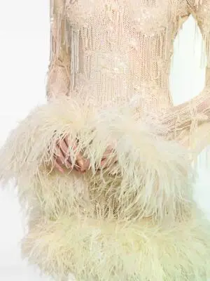 ATU BODY COUTURE Sequin Embellished Feather Trim Dress