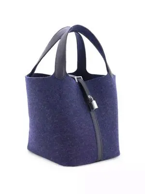 Hermès Picotin Lock Bag Felt And Leather Mm Bucket Bag - Black