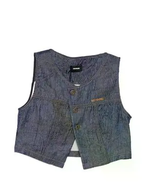 We11Done Crinkled Finish Denim Top