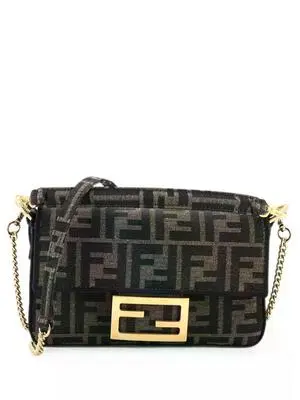 Fendi Zucca Canvas Mini Baguette Bag - Brown