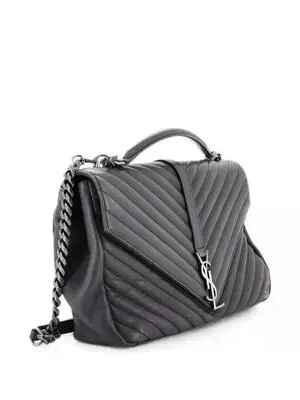 Saint Laurent Matelassé Chevron Leather Shoulder Bag - Grey