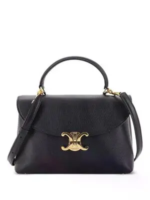 Celine Nino Top Handle Bag Leather Medium Satchel - Black