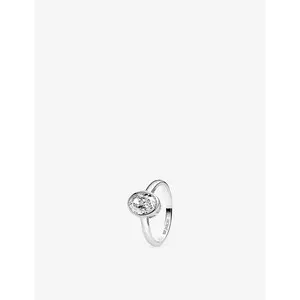 SIF JAKOBS Rhodium Plated Sterling Oval Zirconia Ring - Silver
