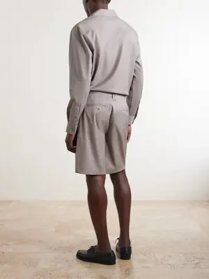Frescobol Carioca Tailored Pleated Wool Shorts