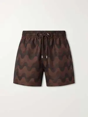 Frescobol Carioca Rio Straight-leg Printed Jacquard Swim Shorts - Brown