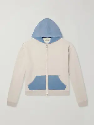 Kapital Colour-block Cotton-jersey Zip-up Hoodie - Neutrals