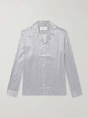 Frescobol Carioca Safra Camp-collar Printed Silk-satin Shirt - Blue