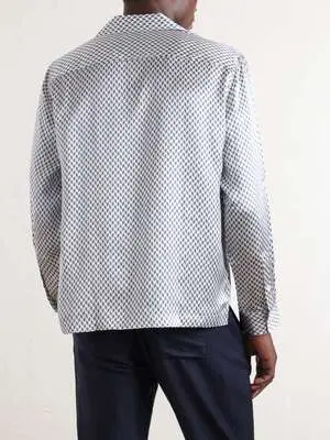 Frescobol Carioca Safra Camp-collar Printed Silk-satin Shirt