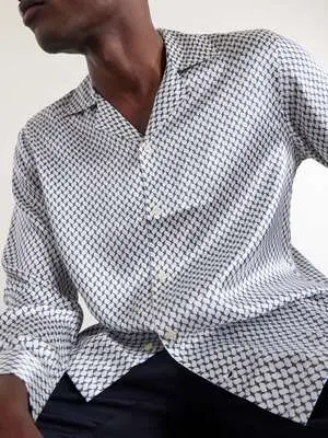 Frescobol Carioca Safra Camp-collar Printed Silk-satin Shirt